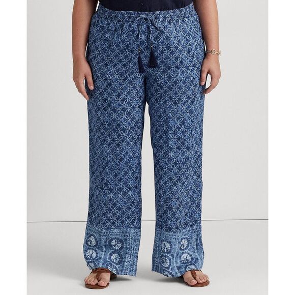 Lauren Ralph Lauren | Pants & Jumpsuits | Lauren Ralph Lauren Womens Plus Geoprint Linen Wideleg ...